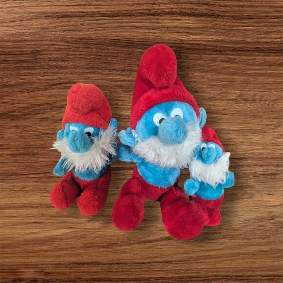 Wallace Berrie | Toys | Vintage Smurfs Papa Smurf Plush Trio Redblue ...